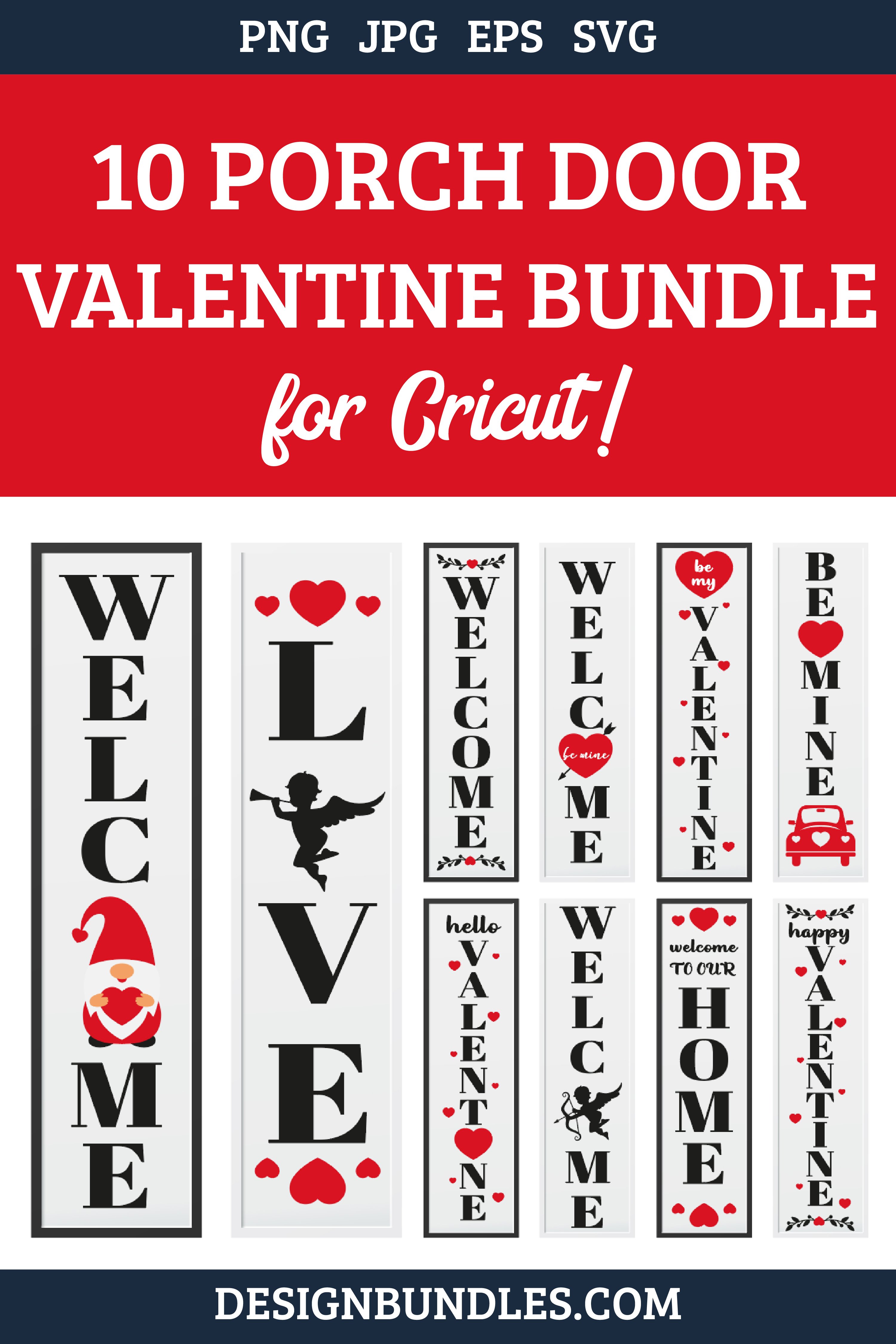 10 Valentine Porch door signs bundle, welcome signs, love