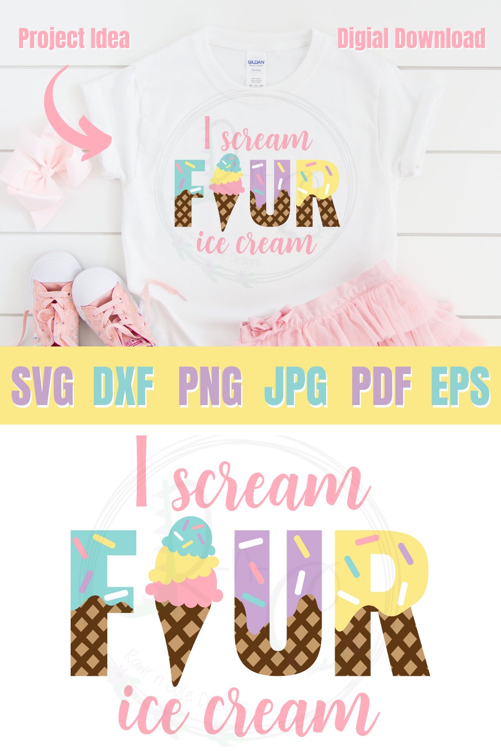 Fourth Birthday SVG, Ice Cream Birthday Party Cut File