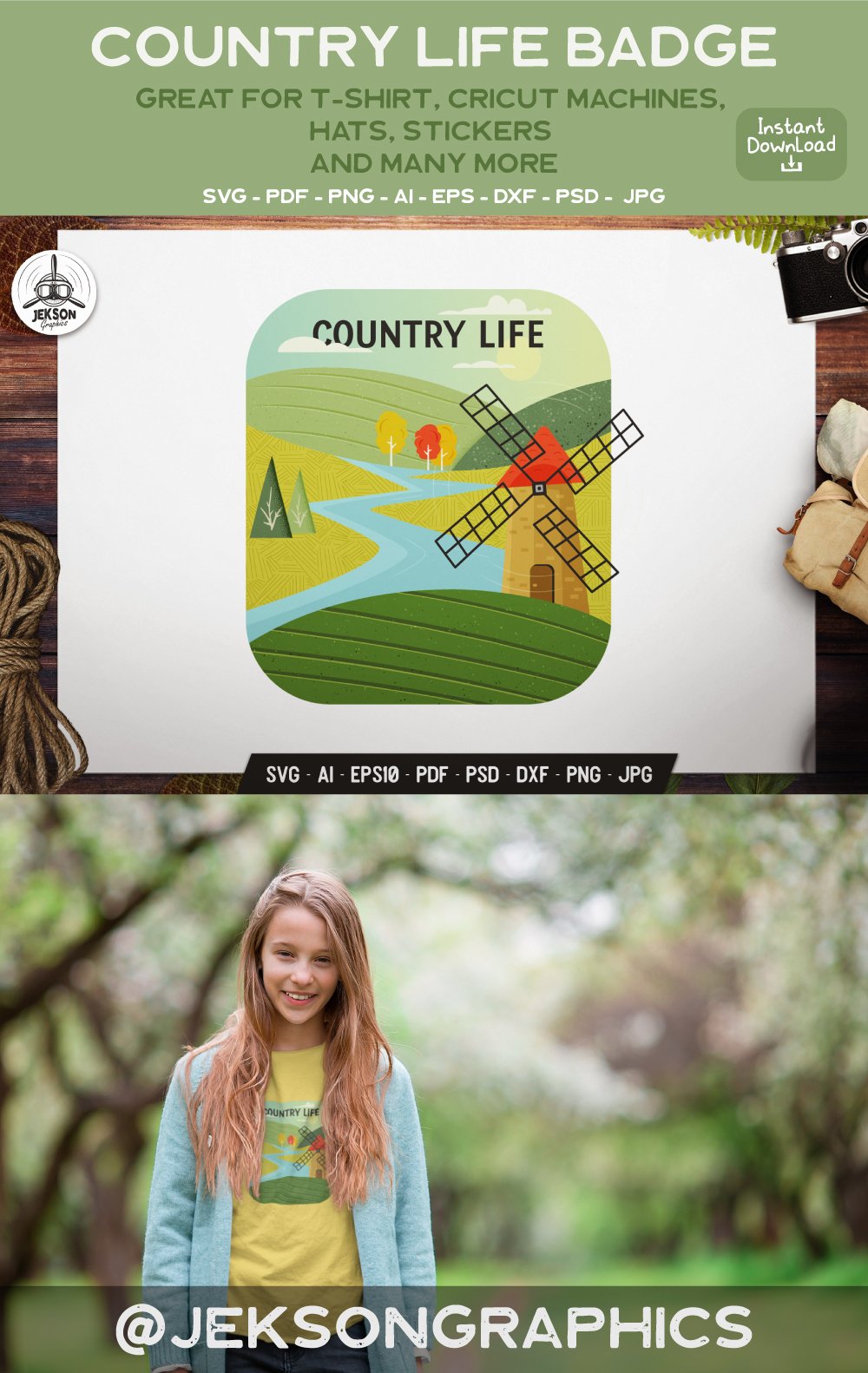 Country Life SVG Summer Badge Nature Sticker PDF PNG DXF