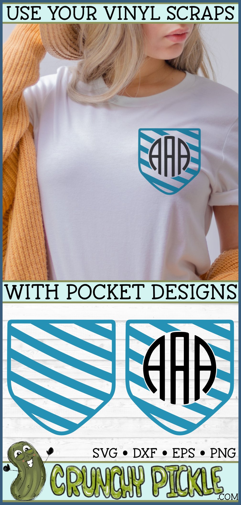 Monogram Shirt Pocket Stripes SVG File