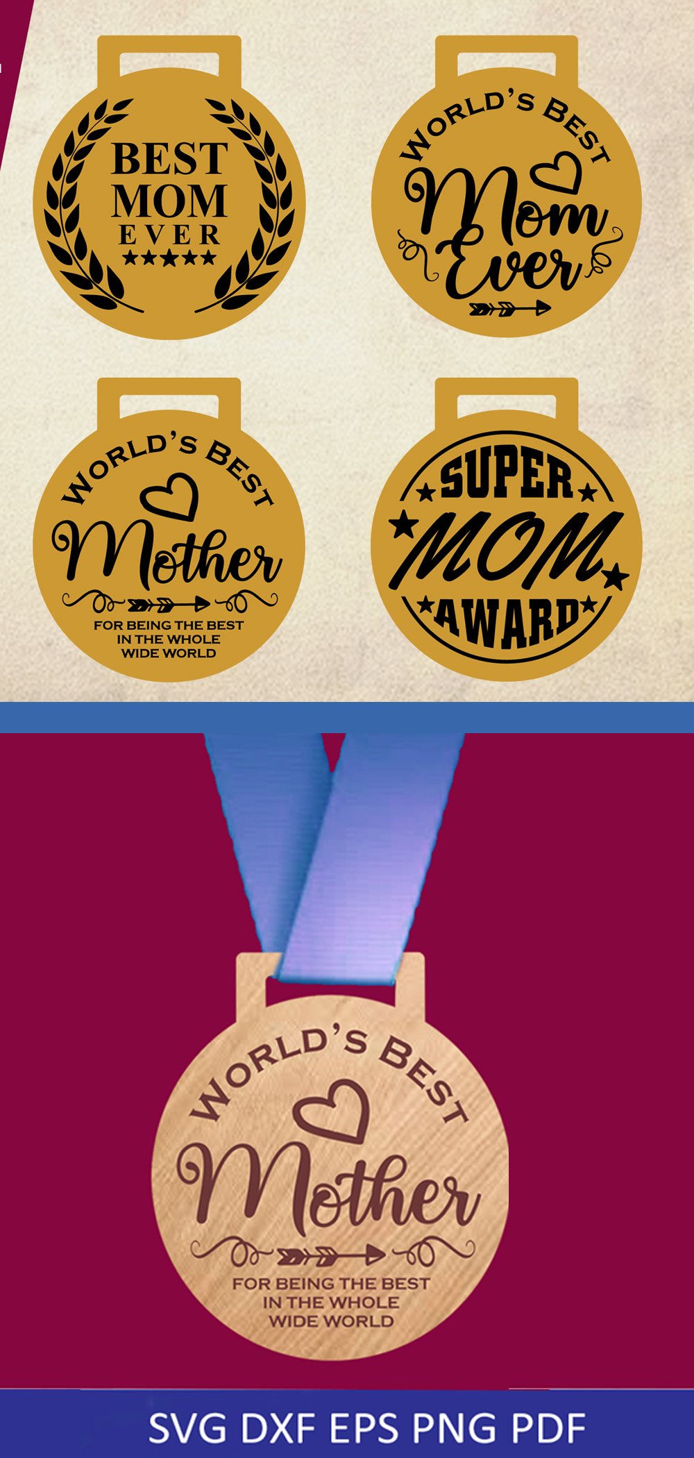 Mother's Day Awards| Medal Laser Files, Svg Dxf Eps
