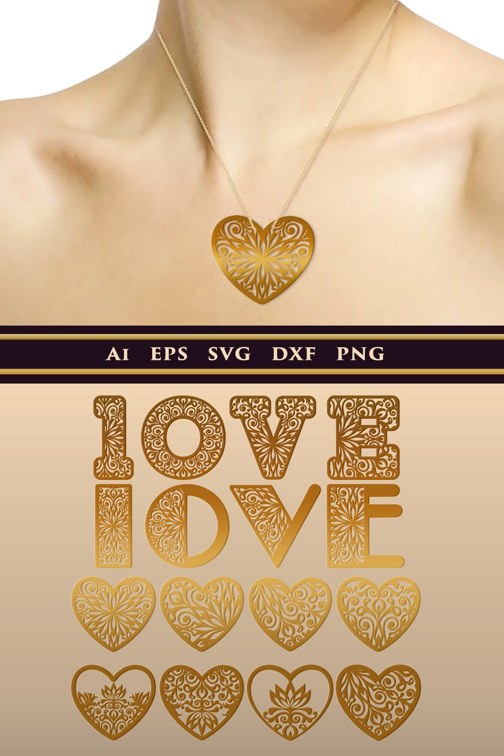 Openwork hearts for cutting. SVG