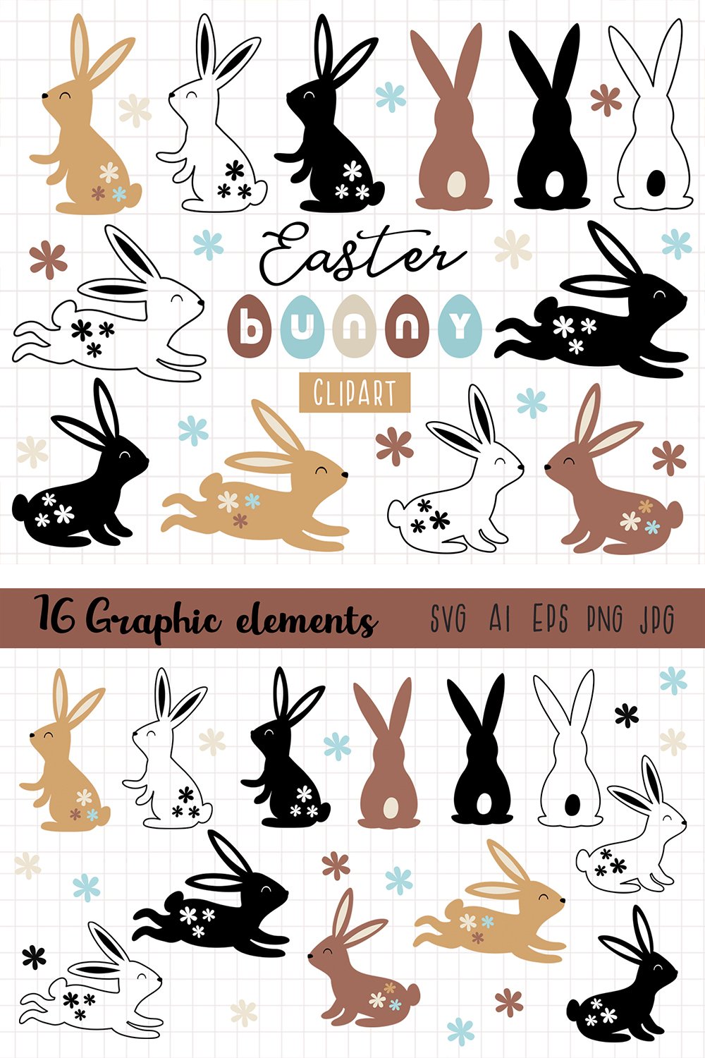 Easter bunny svg, Rabbit svg, Bunny clipart, Easter clipart
