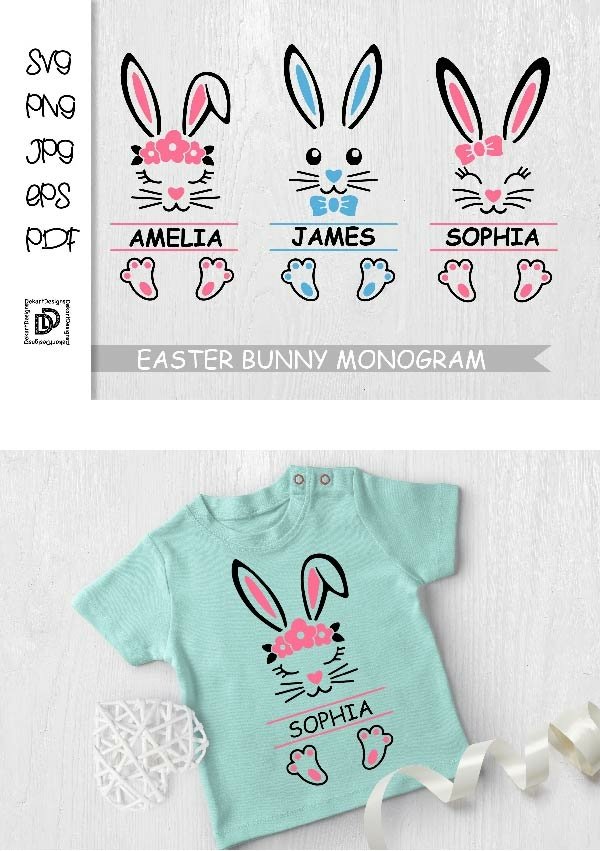 Bunny Split Monogram SVG Easter Bunny Monogram (1261577)