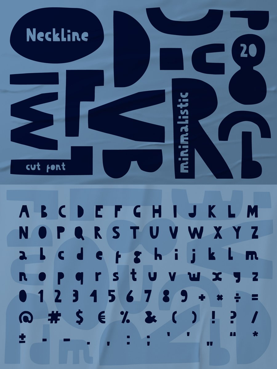 Decorative minimalistic cut out font