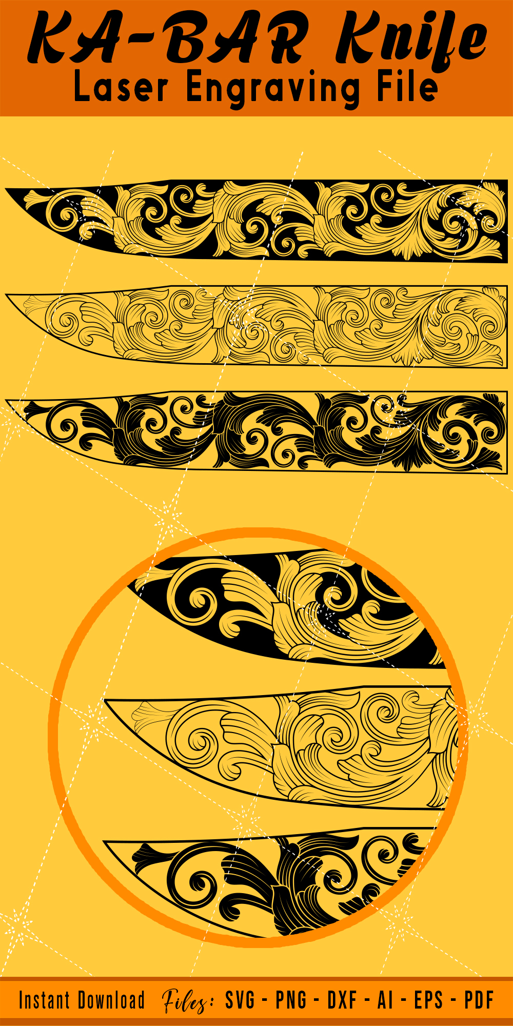 Scrollwork KA-BAR Knives / Knife Laser Engraving Design File