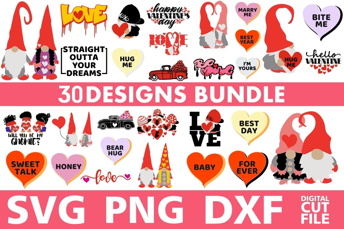 30x Valentine's Day svg Bundle, Love svg, Dripping, Gnomes