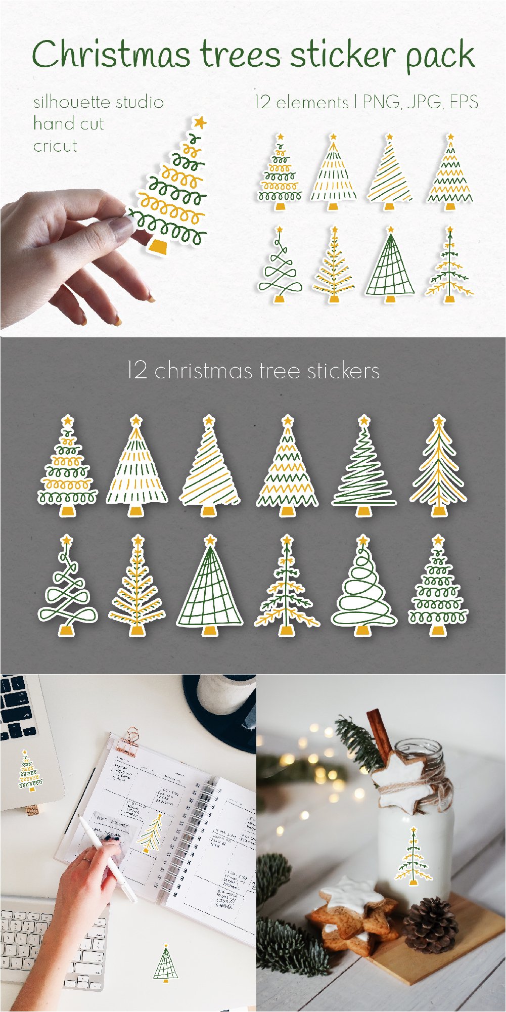 Christmas Stickers Bundle | Printable Christmas Tree Sticker