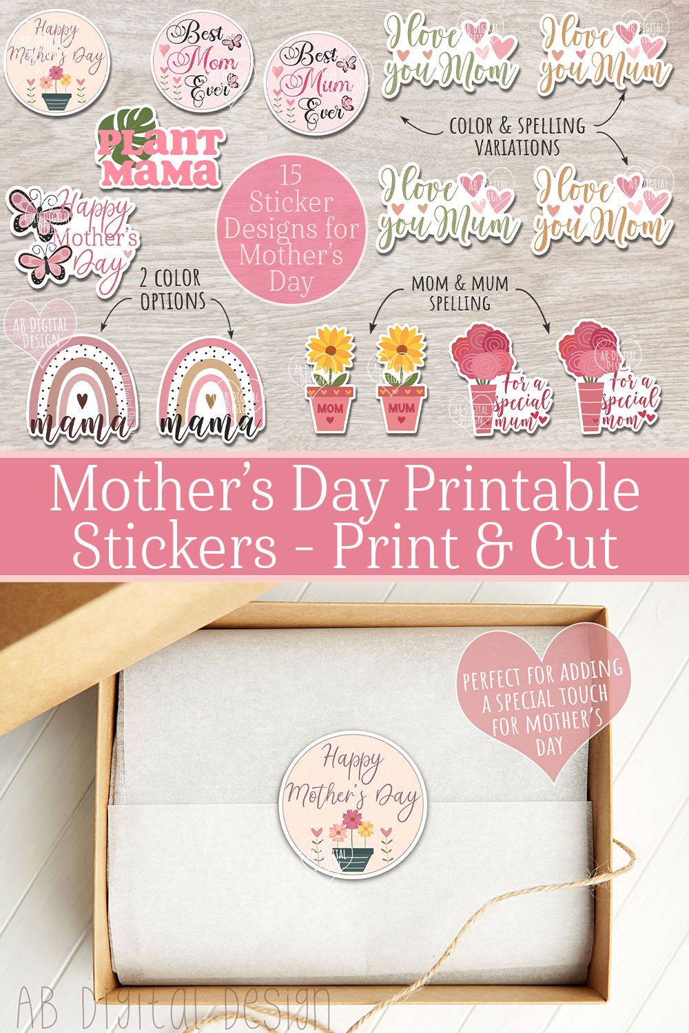 Mother's Day Stickers for Print and Cut