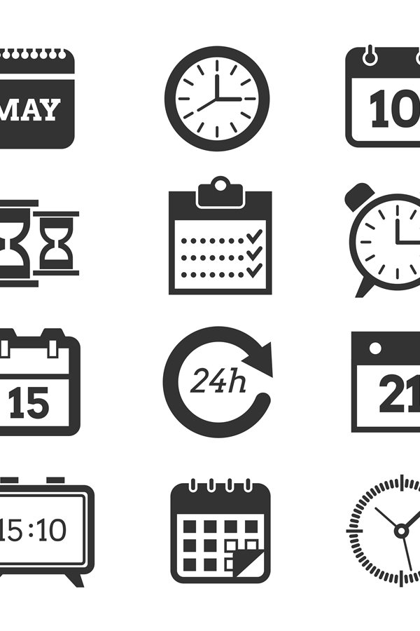 Time, schedule vector icons set