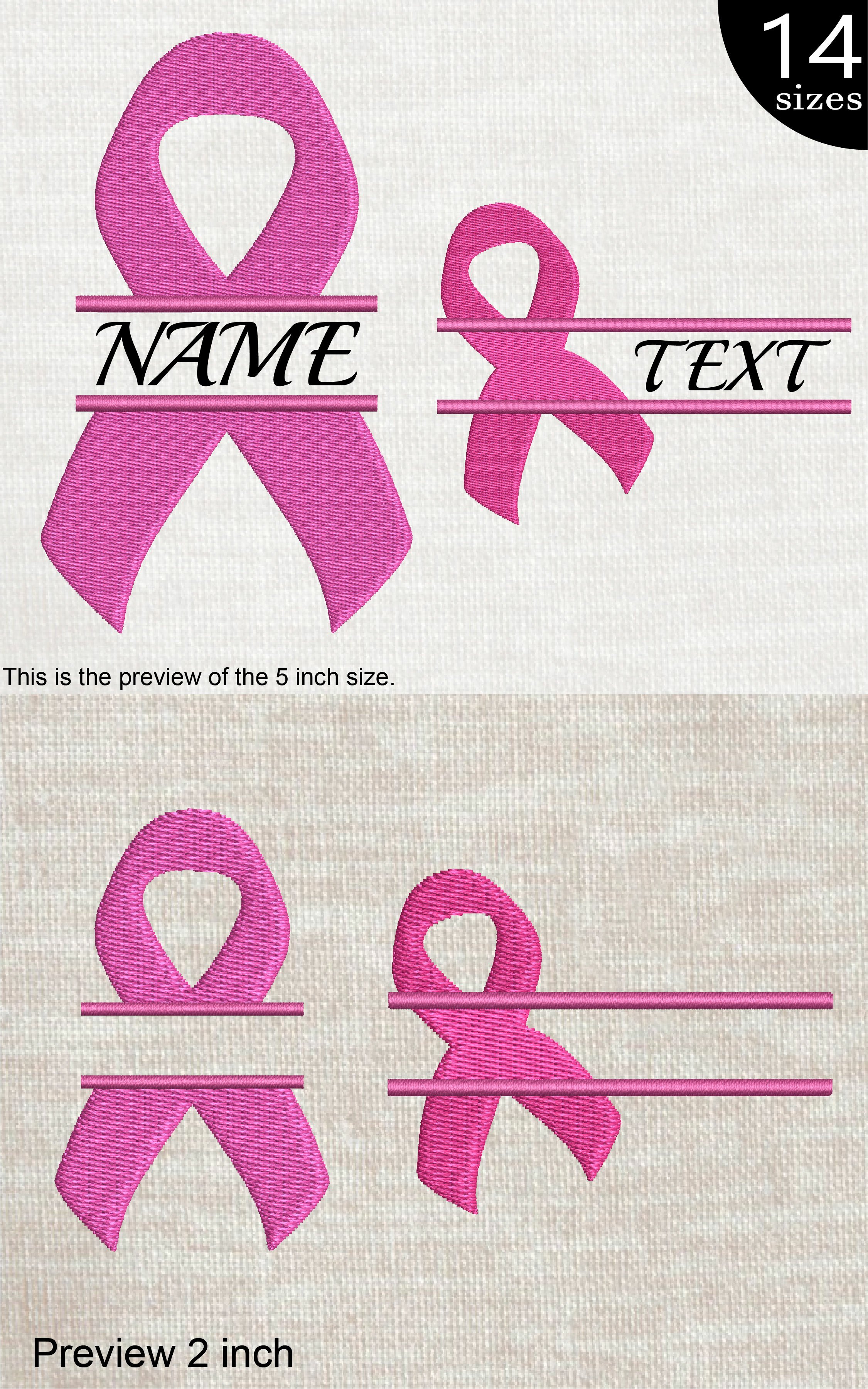 Split Breast Cancer Ribbons - Embroidery Files - 76e