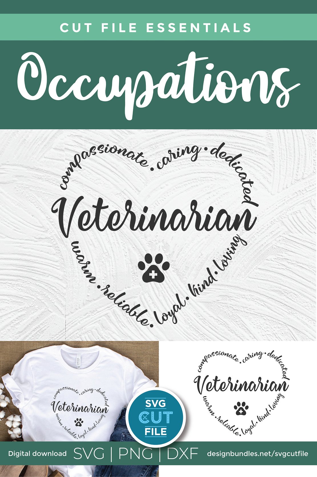 Veterinarian svg, vet svg with paw print - cute (1273236)
