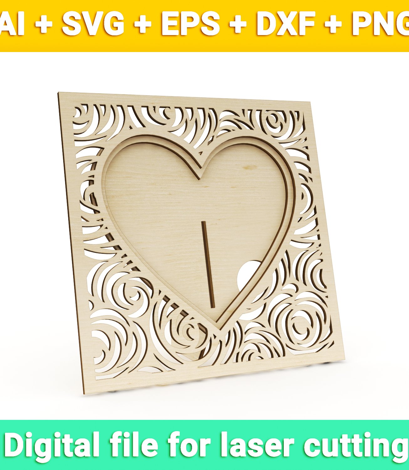 Photo frame "Heart" vector for CNC svg vector file