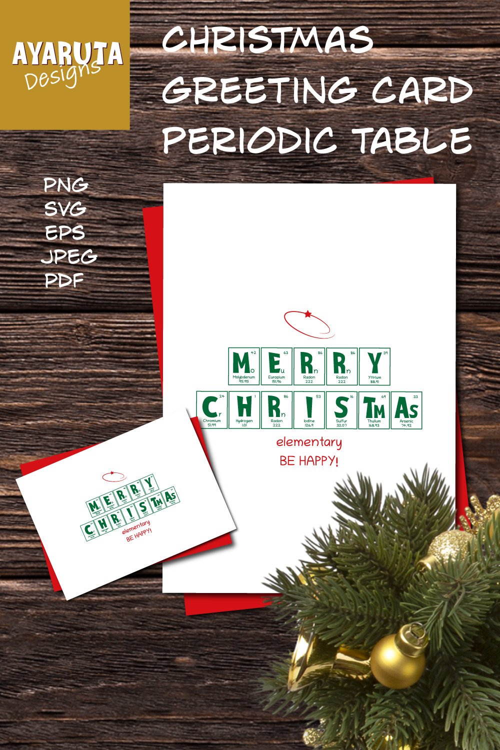 Periodic Table Christmas greeting card, Science & Chemistry