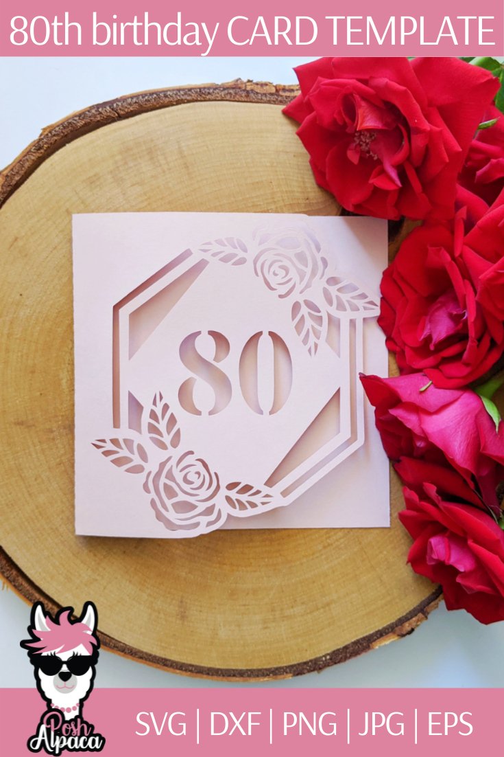 80th birthday card svg, greeting card tempalate
