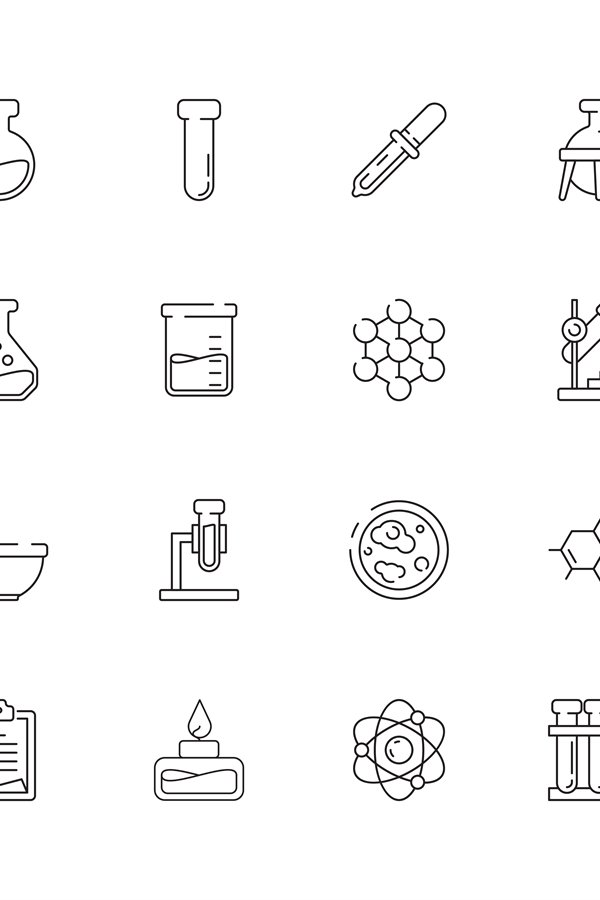 Chemistry icon. Science molecular biology laboratory test tu