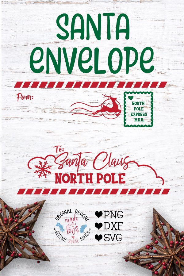 Letter to Santa SVG - Santa Envelope Cut File and Printable