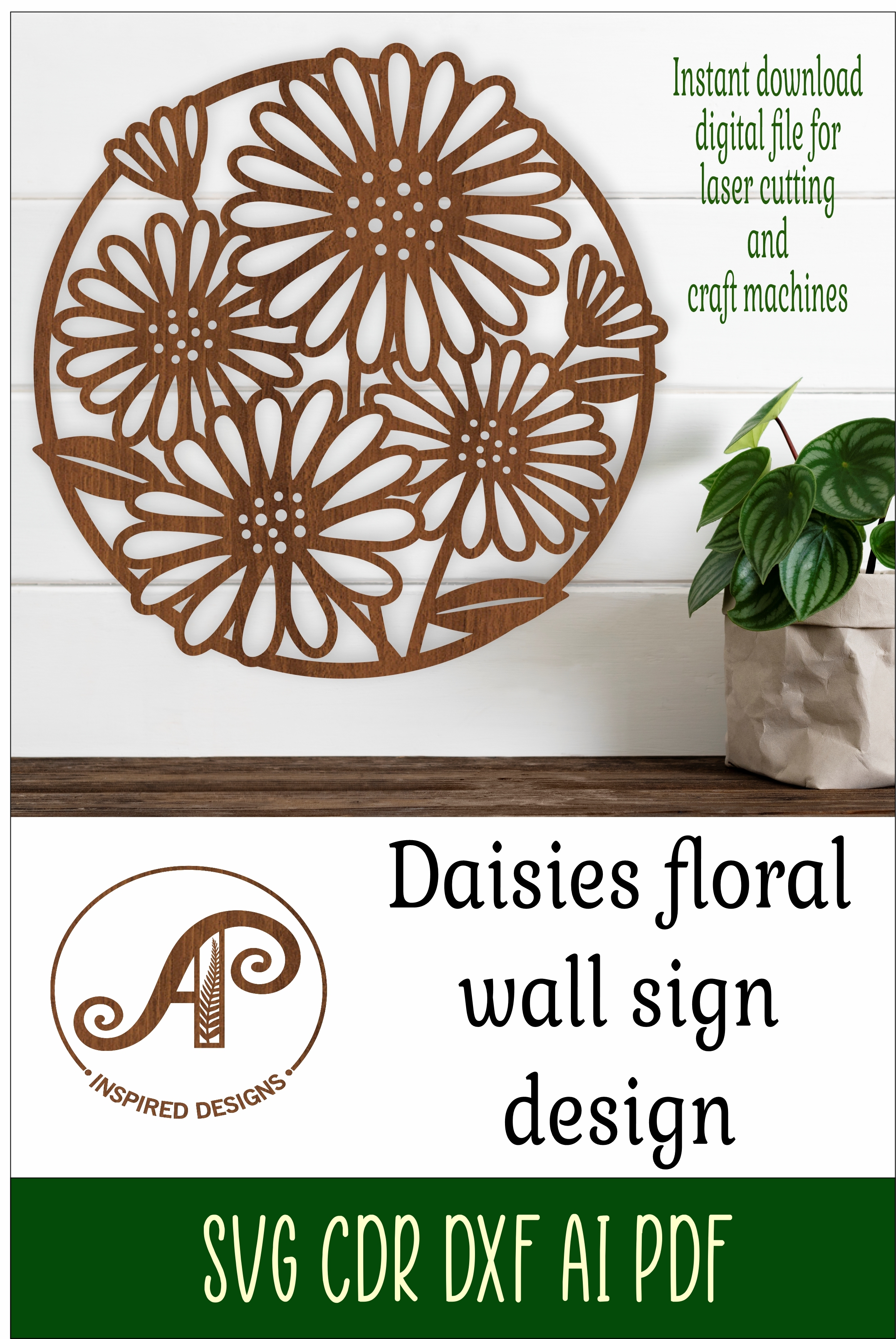 Daisy flowers wall art sign