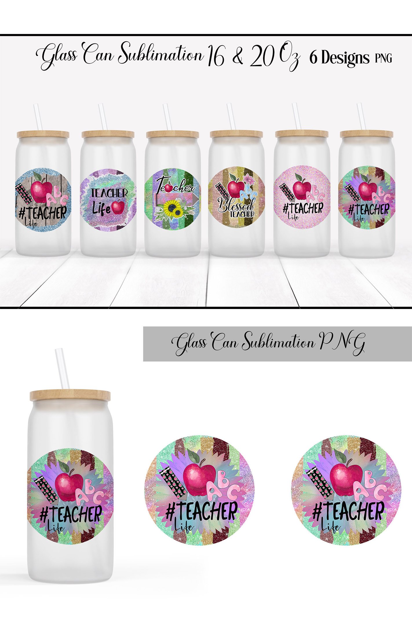 Teacher Glass Can Sublimation| Libbey Can Glass Bundle