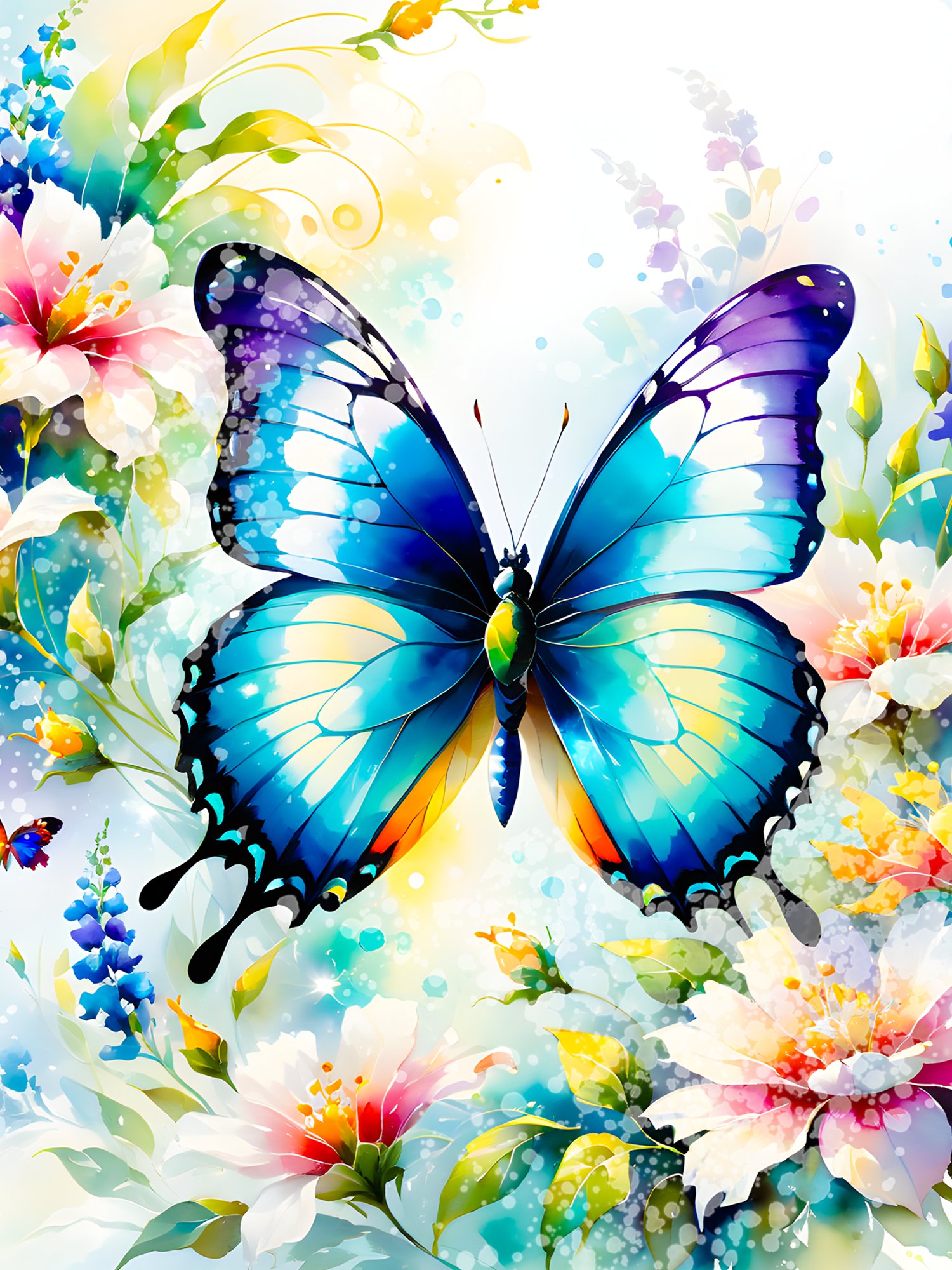 Butterfly Drawing Aesthetic Colorful Watercolor Illustration