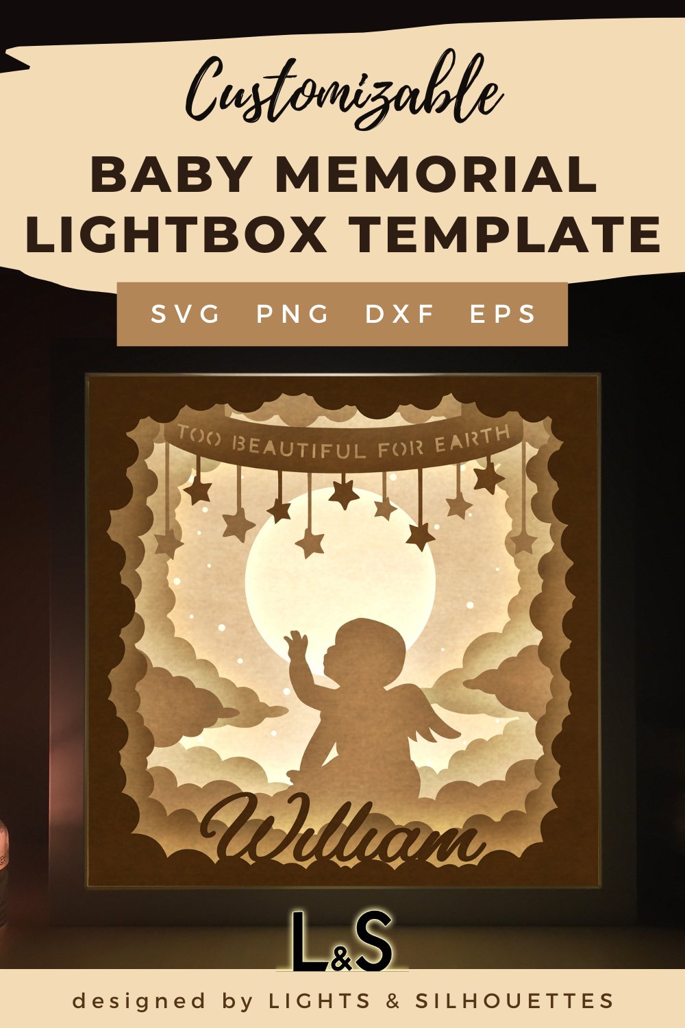Customizable Baby Memorial Shadow Box | Lightbox Svg