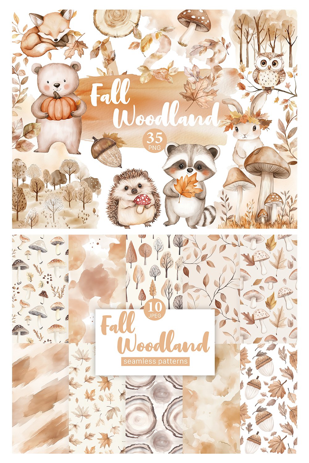 Fall Woodland Papers | Autumn Pattern Bundle