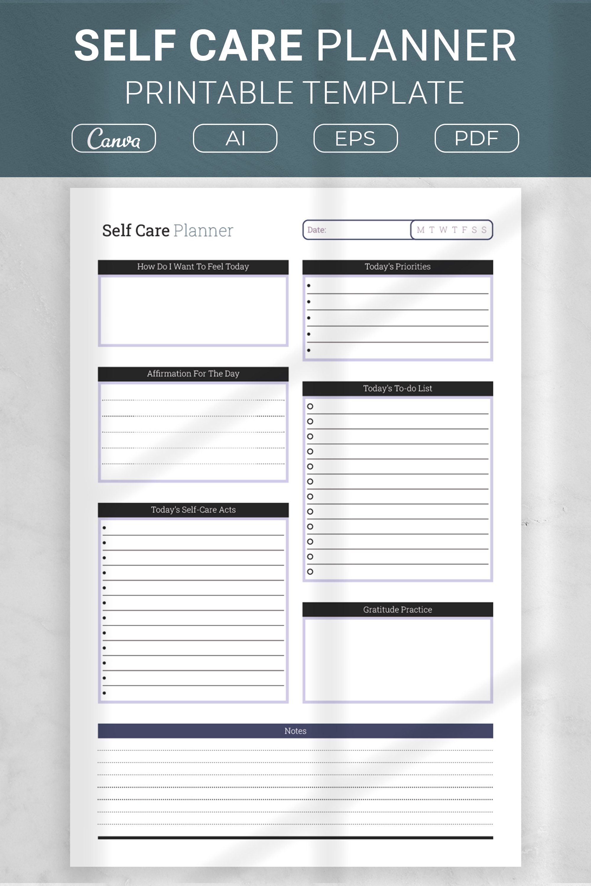 Self Care Planner Printable Template