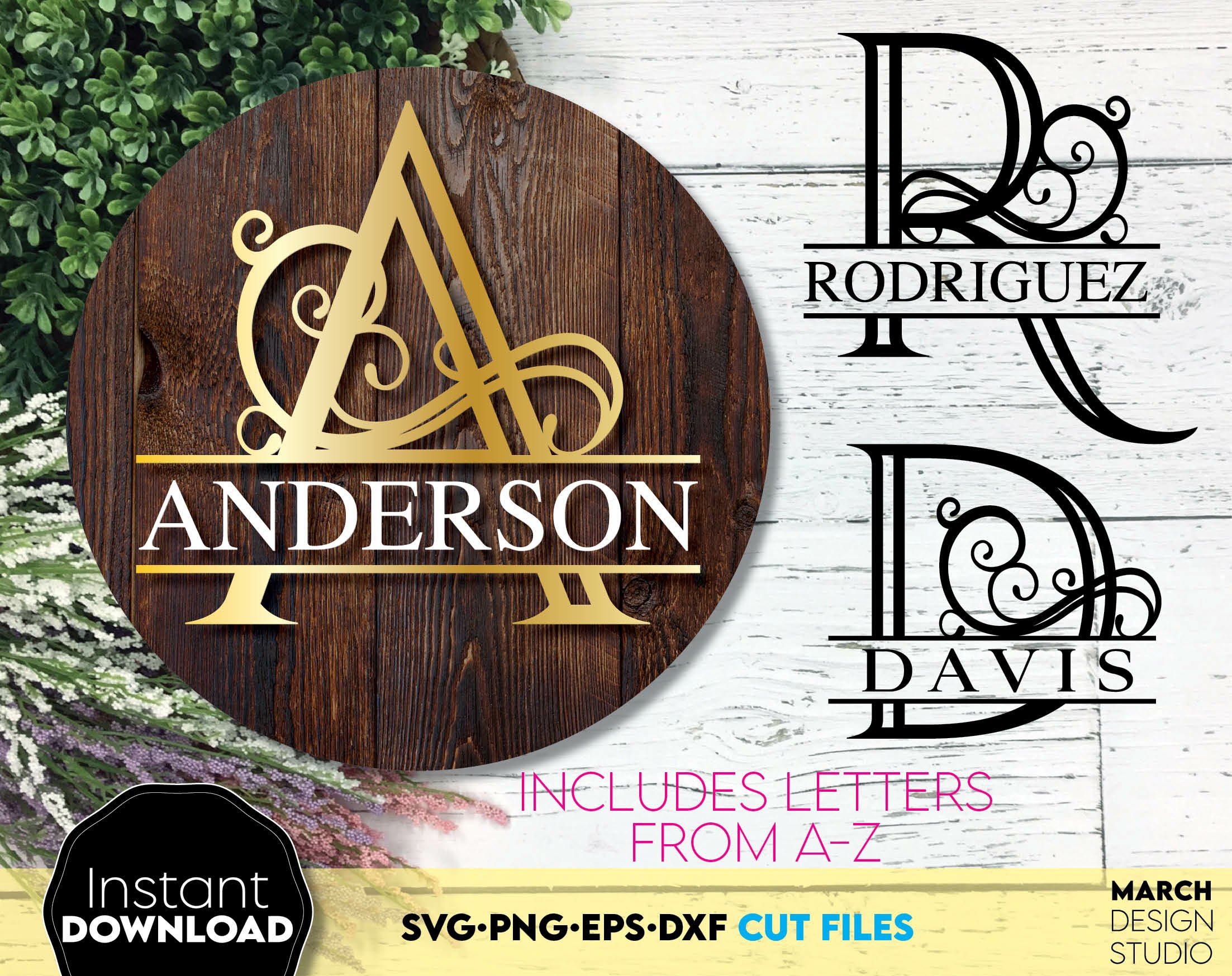 Wedding Monogram SVG | Monogram Letters SVG | Last Name Sign