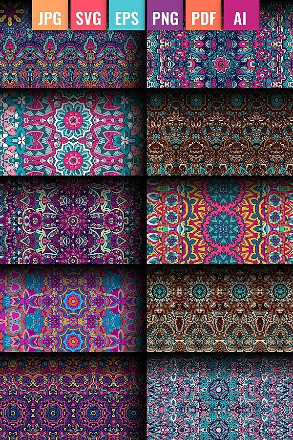 Ethnic Colorful Textile Print Seamless Pattern (1278373)