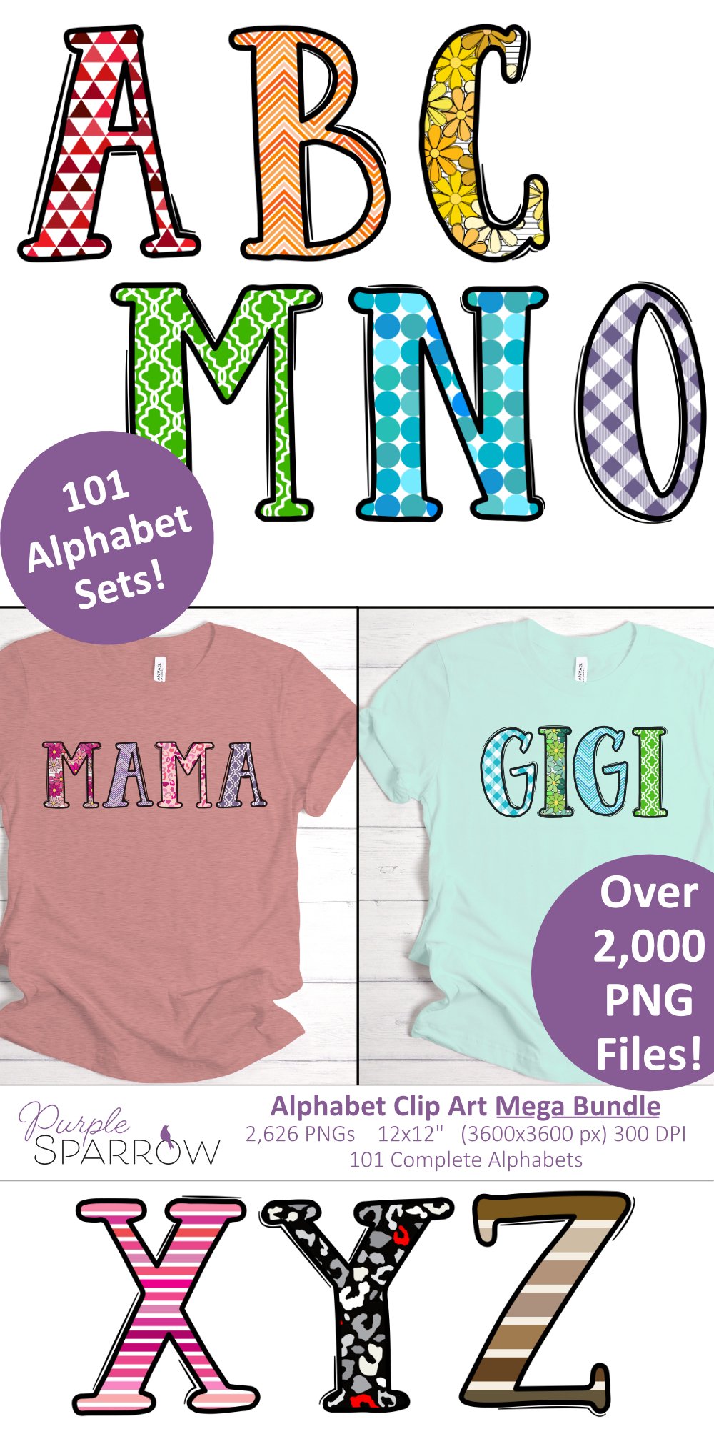 Alphabet Clip Art Mega Bundle | 2,626 PNGs | 101 Alphabets!