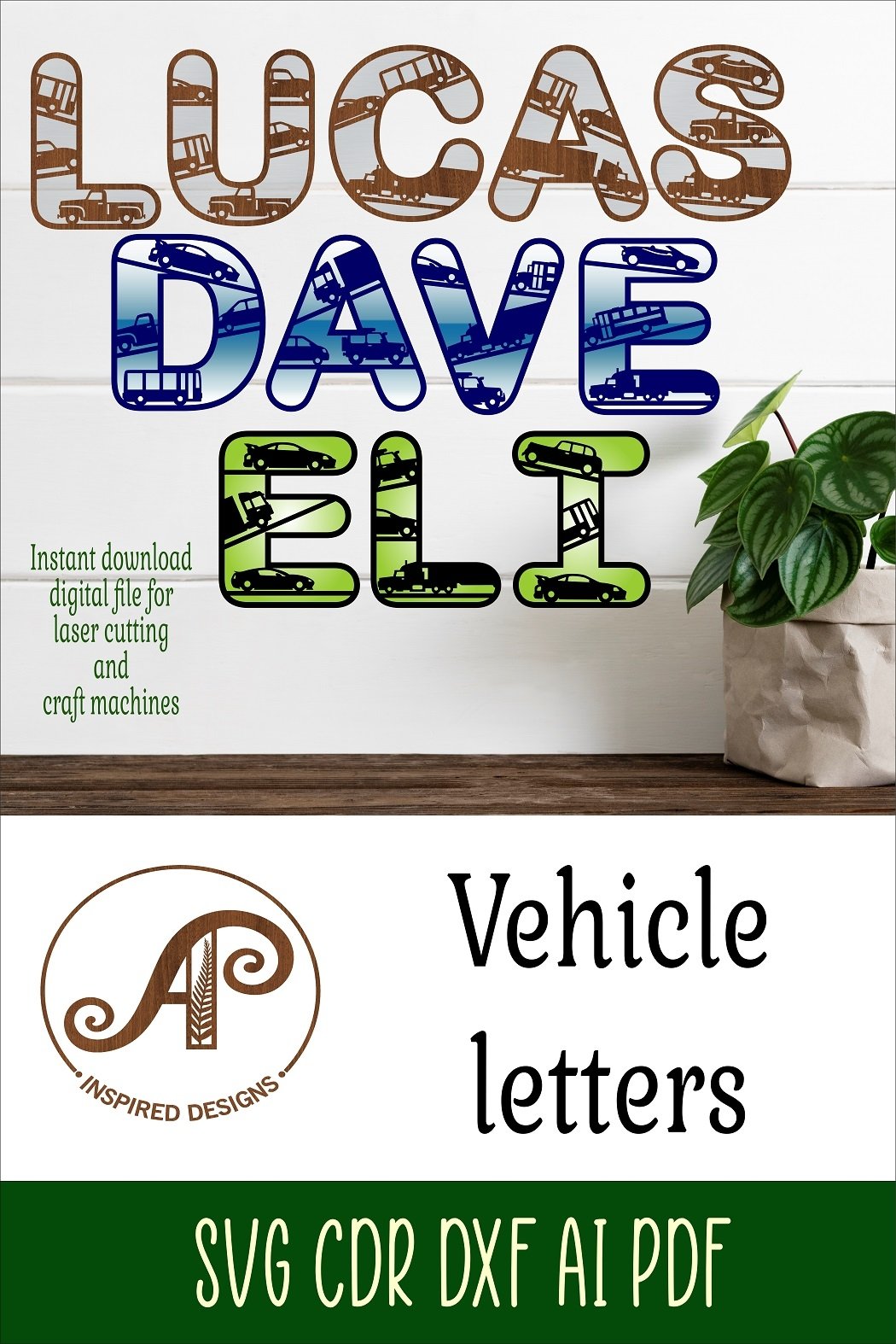 Vehicle theme alphabet set. 2 layer 47 letters.