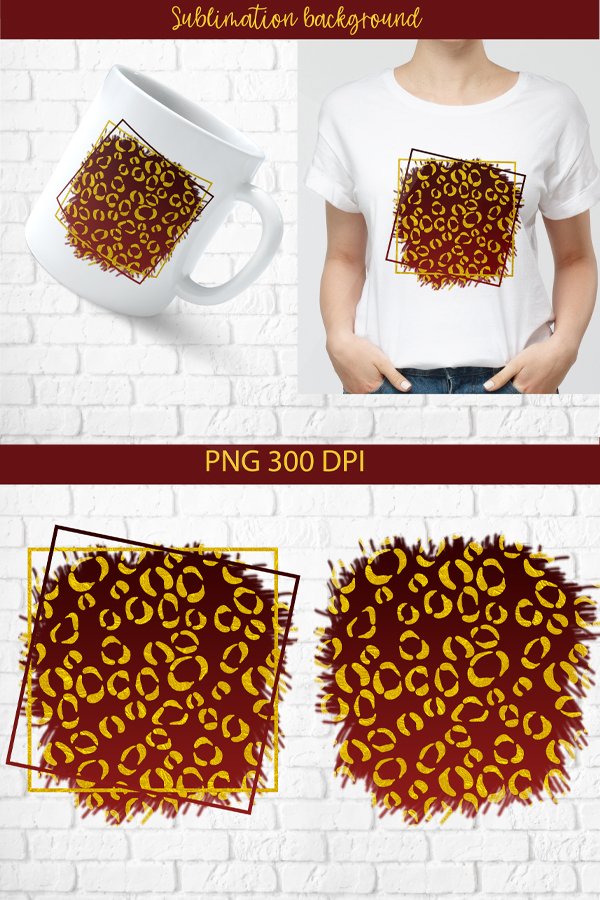 Sublimation background leopard print gold frame