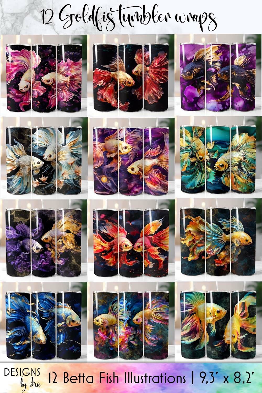 Magical Goldfish Tumbler Wrap Bundle | Alcohol Ink Goldfish