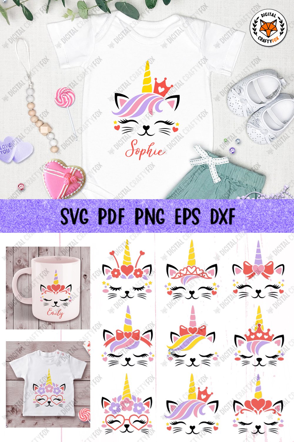 Cat Unicorn Face Bundle SVG | Caticorn SVG |Cat Unicorn SVG