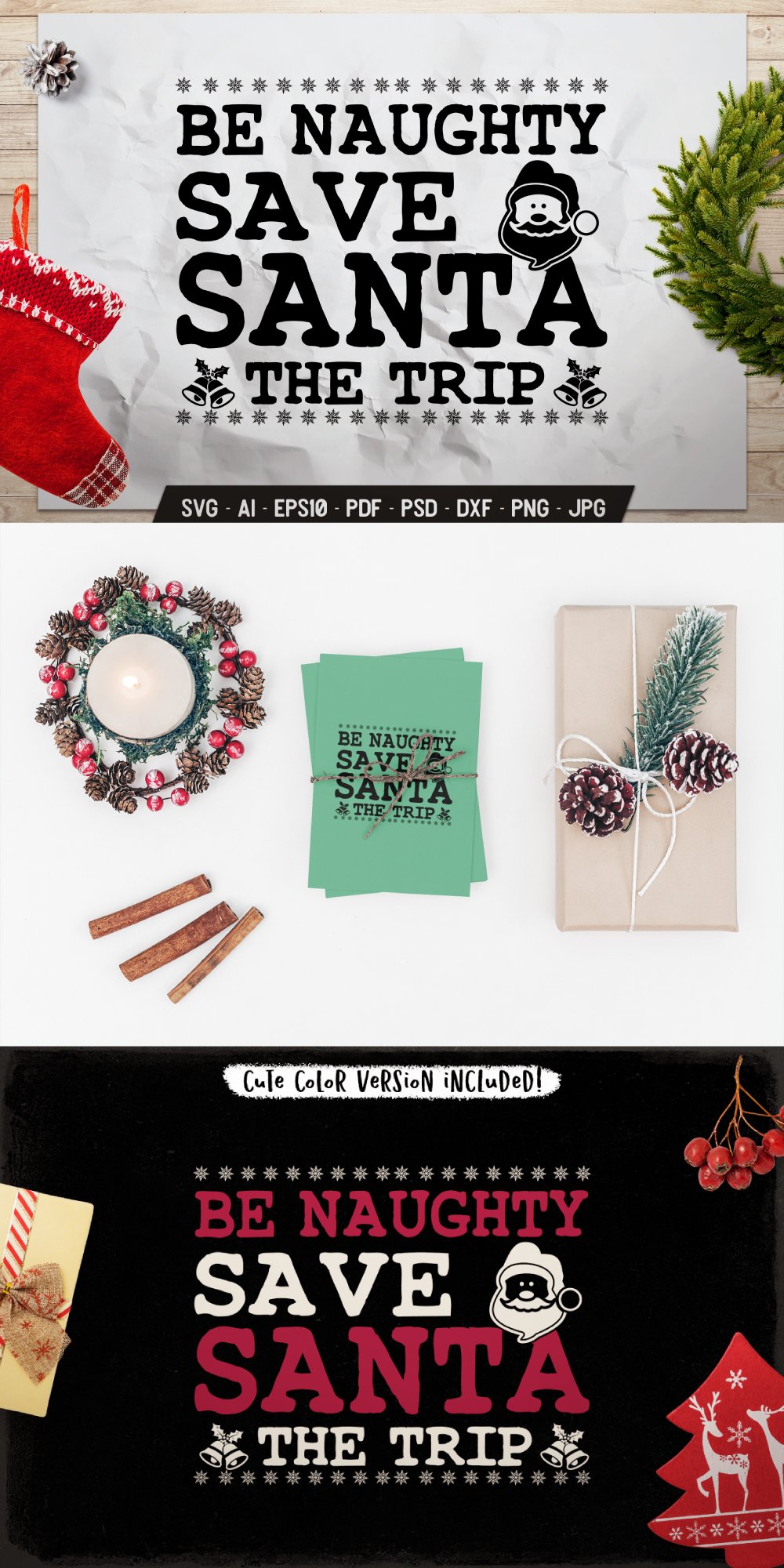Christmas Santa SVG Quote Winter Lettering Design (994809)