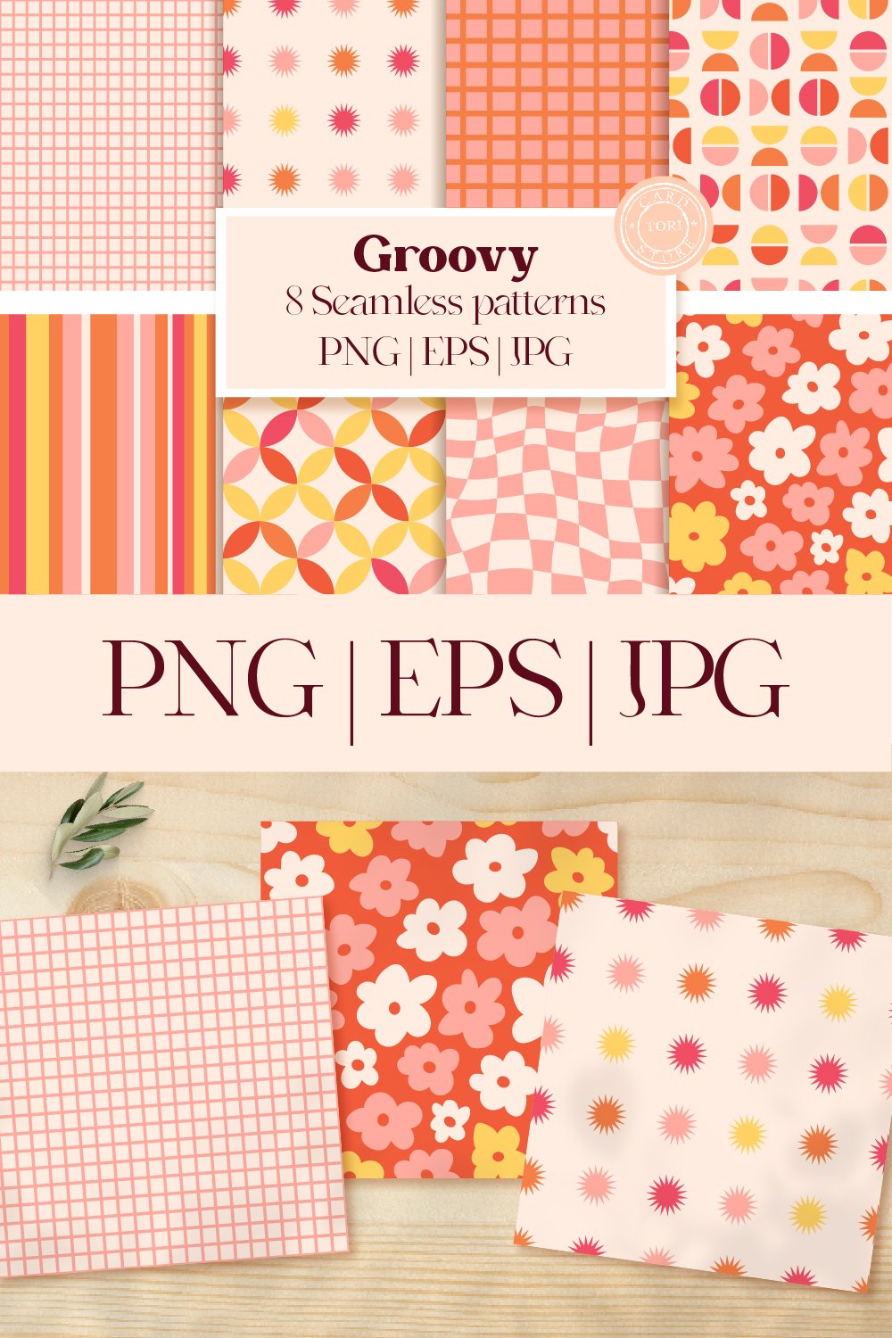Retro Digital Paper Bundle, Groovy Seamless (2889511)