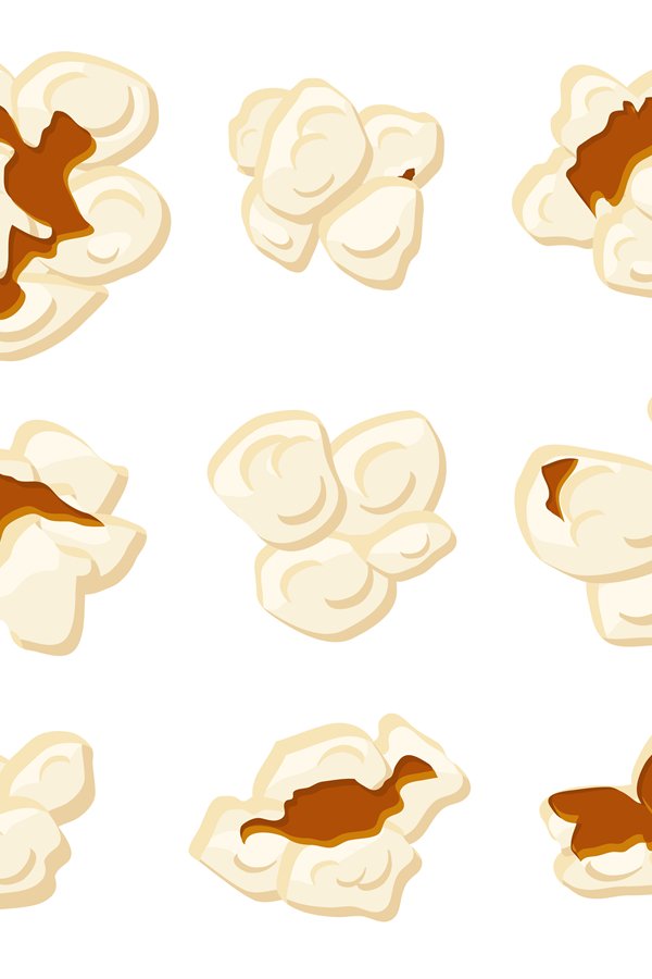 Popcorn kernels. Cartoon roasted sweetcorn vector isolated s