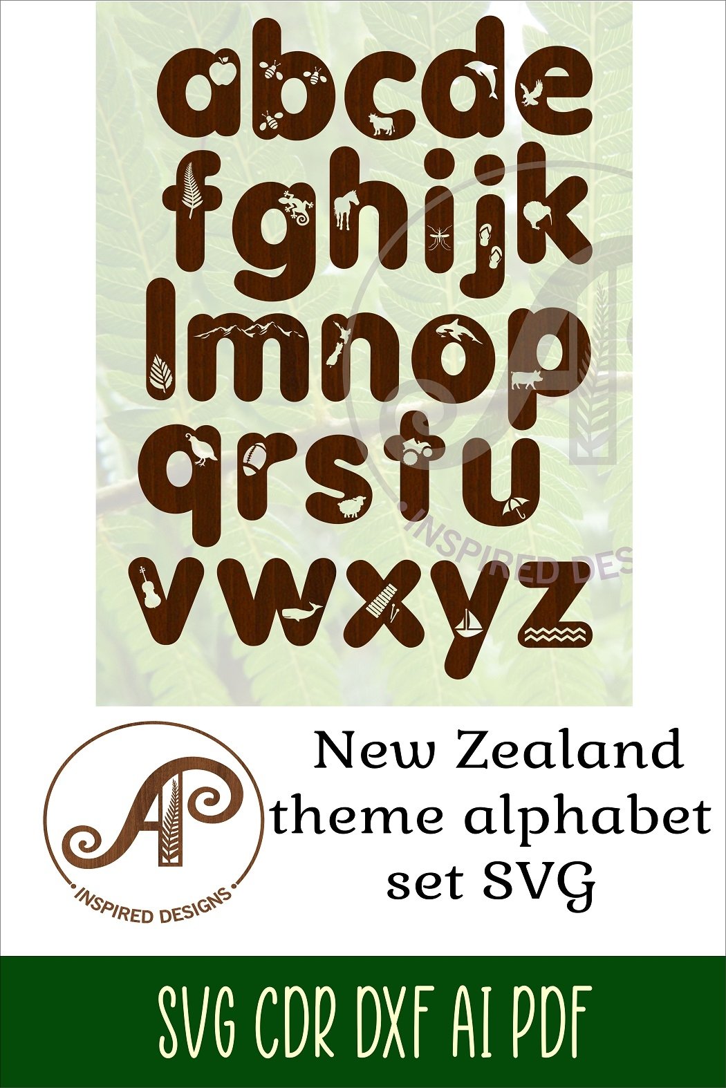 Alphabet sets with New Zealand theme cut outs