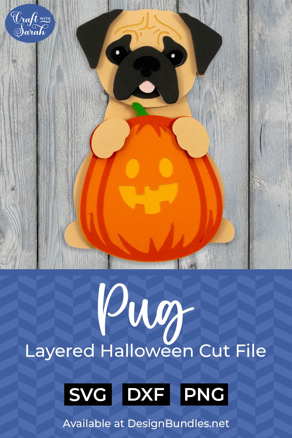 Halloween Pug SVG | Layered Pug Dog with Pumpkin