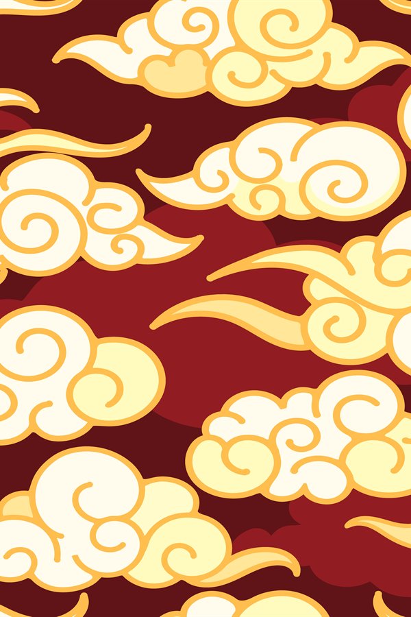 Red chinese clouds seamless pattern
