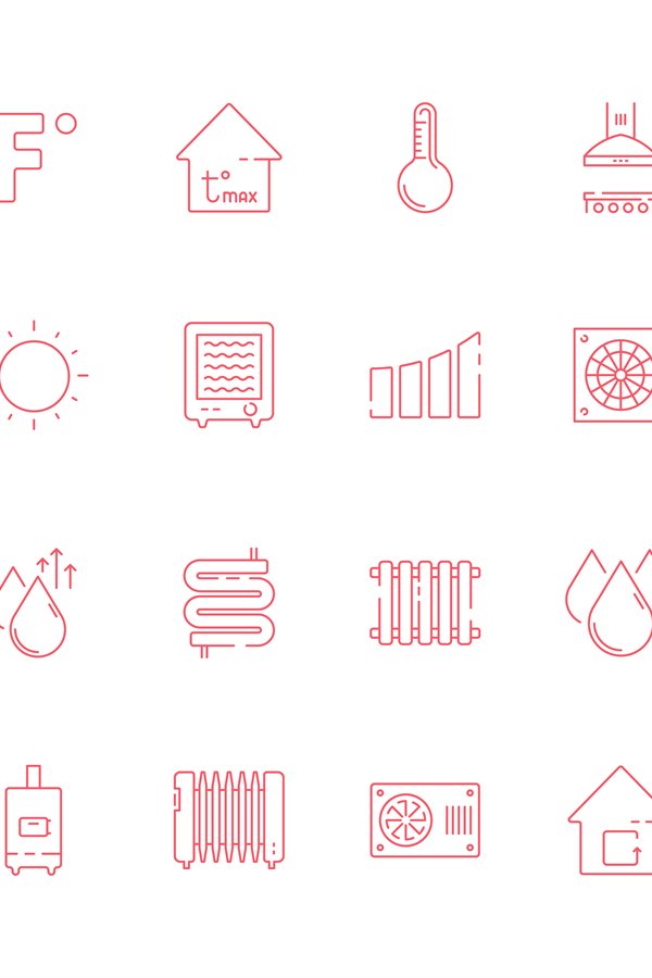 Cooling heating symbols. Cool sun conditioning systems dry a