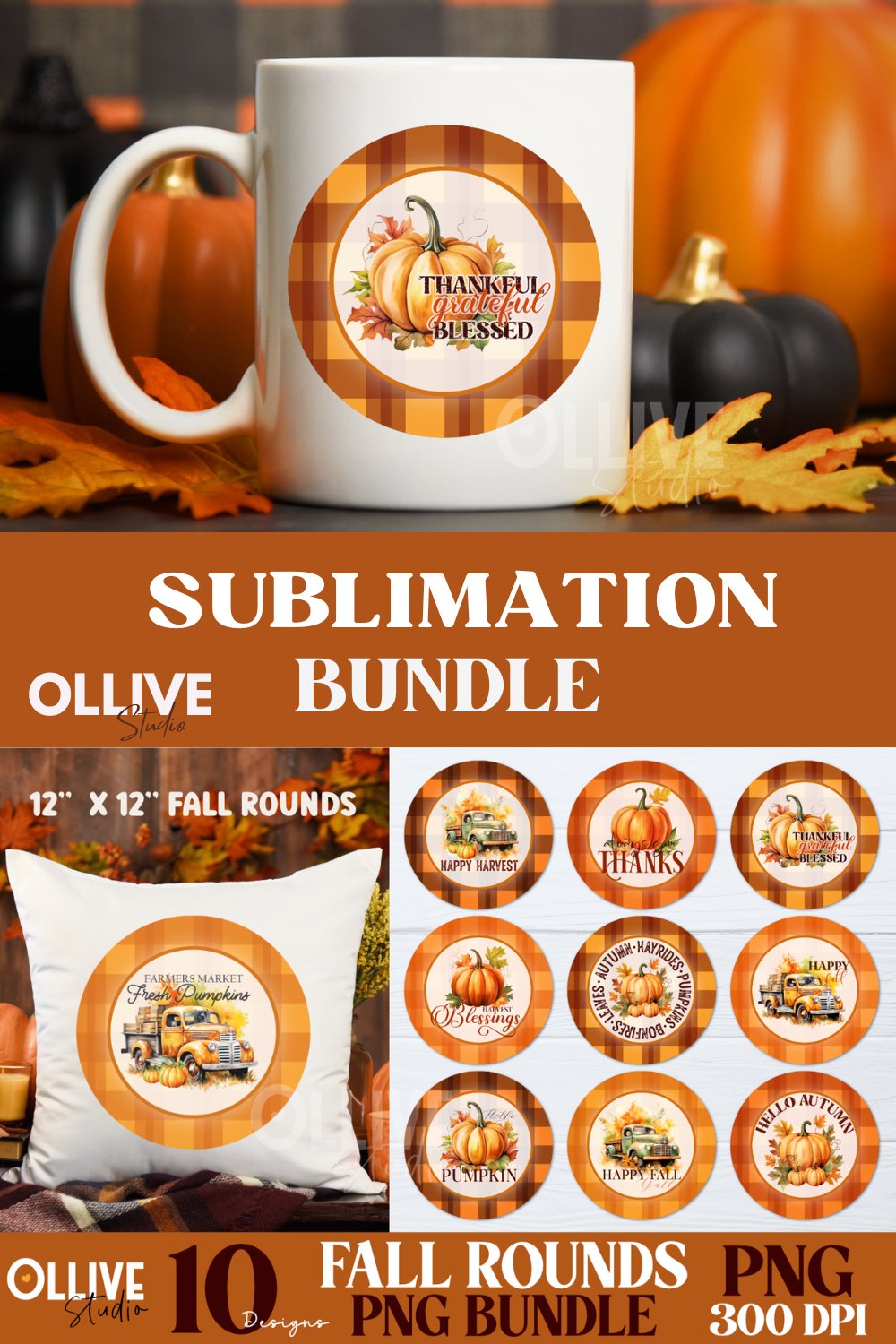 Fall Rounds Sublimation PNG Bundle | Fall PNG