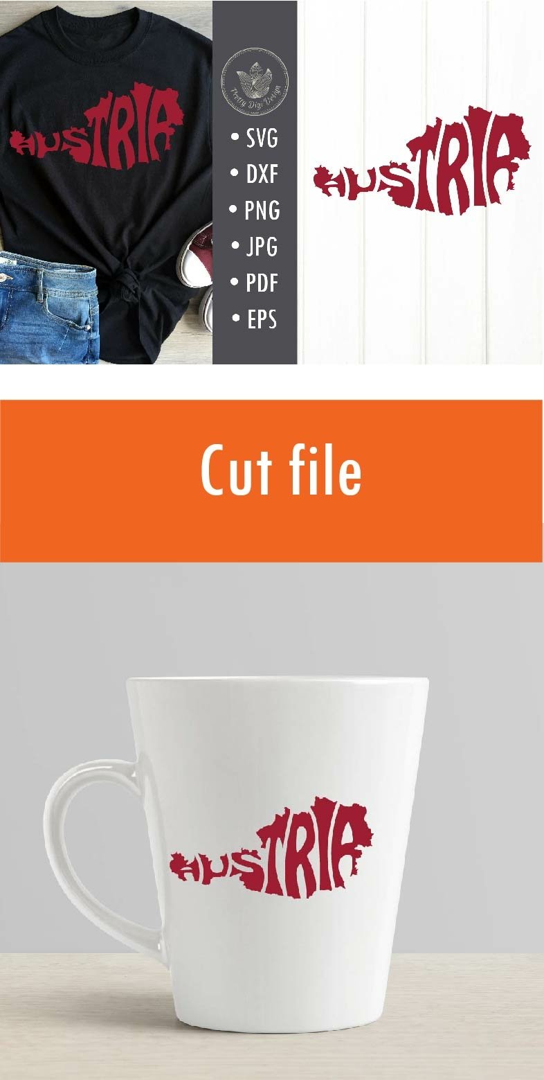 Austria SVG cut file lettering in map shape