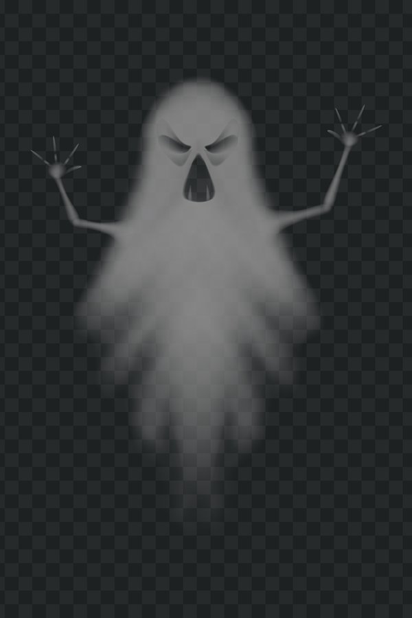 Evil ghost scaring with frightening face. Halloween monster