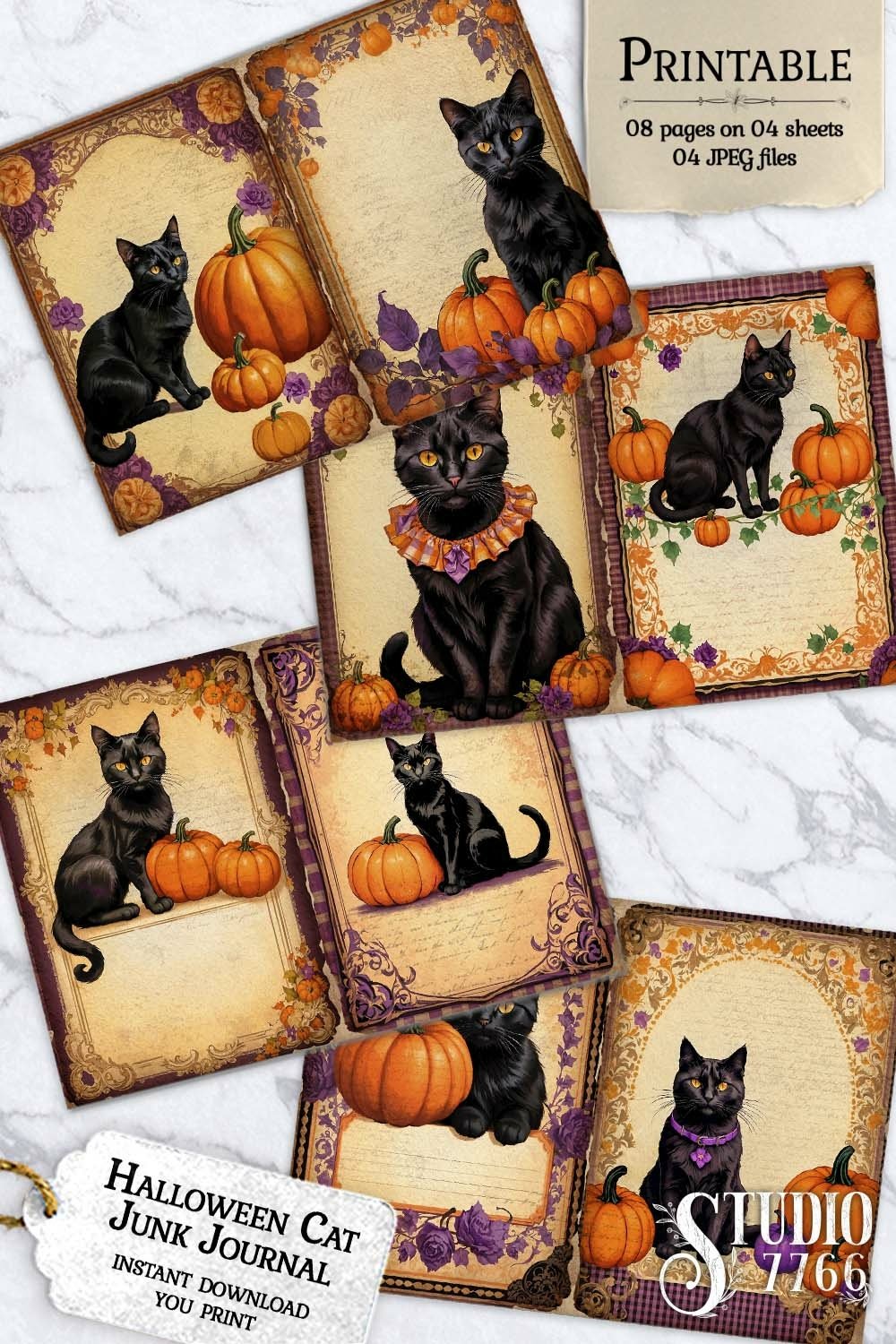 Halloween Cat Junk Journal Pages