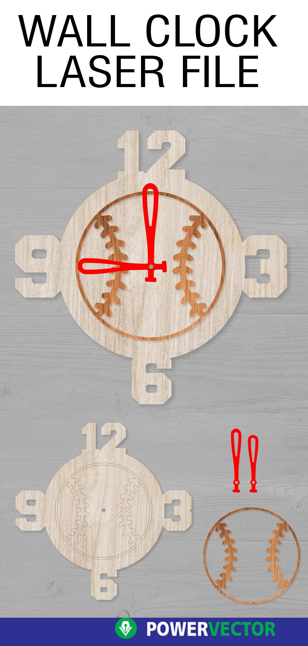 Baseball Wall Clock Laser Cut File