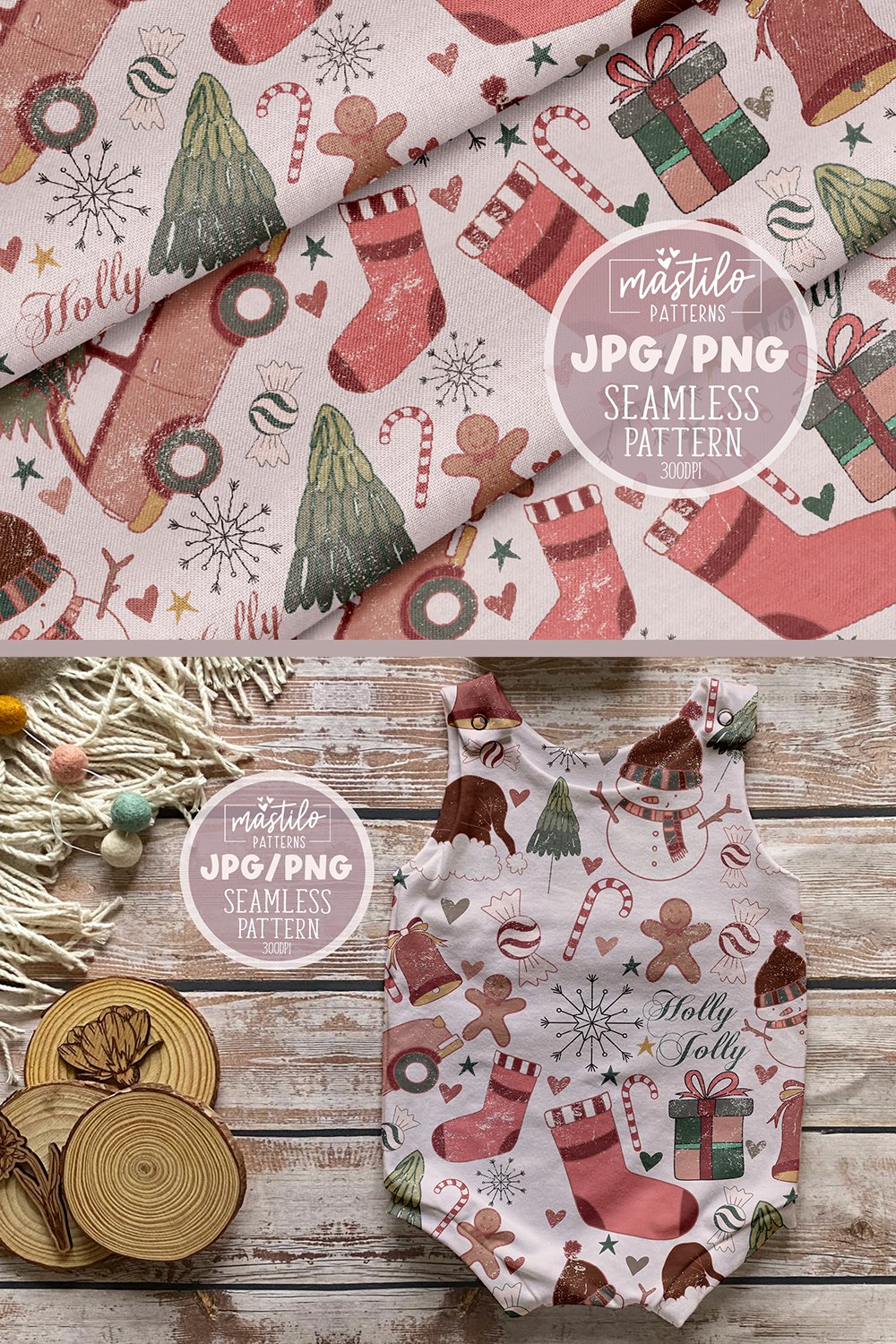 Boho Vintage Christmas Seamless Pattern | Boho Christmas Png