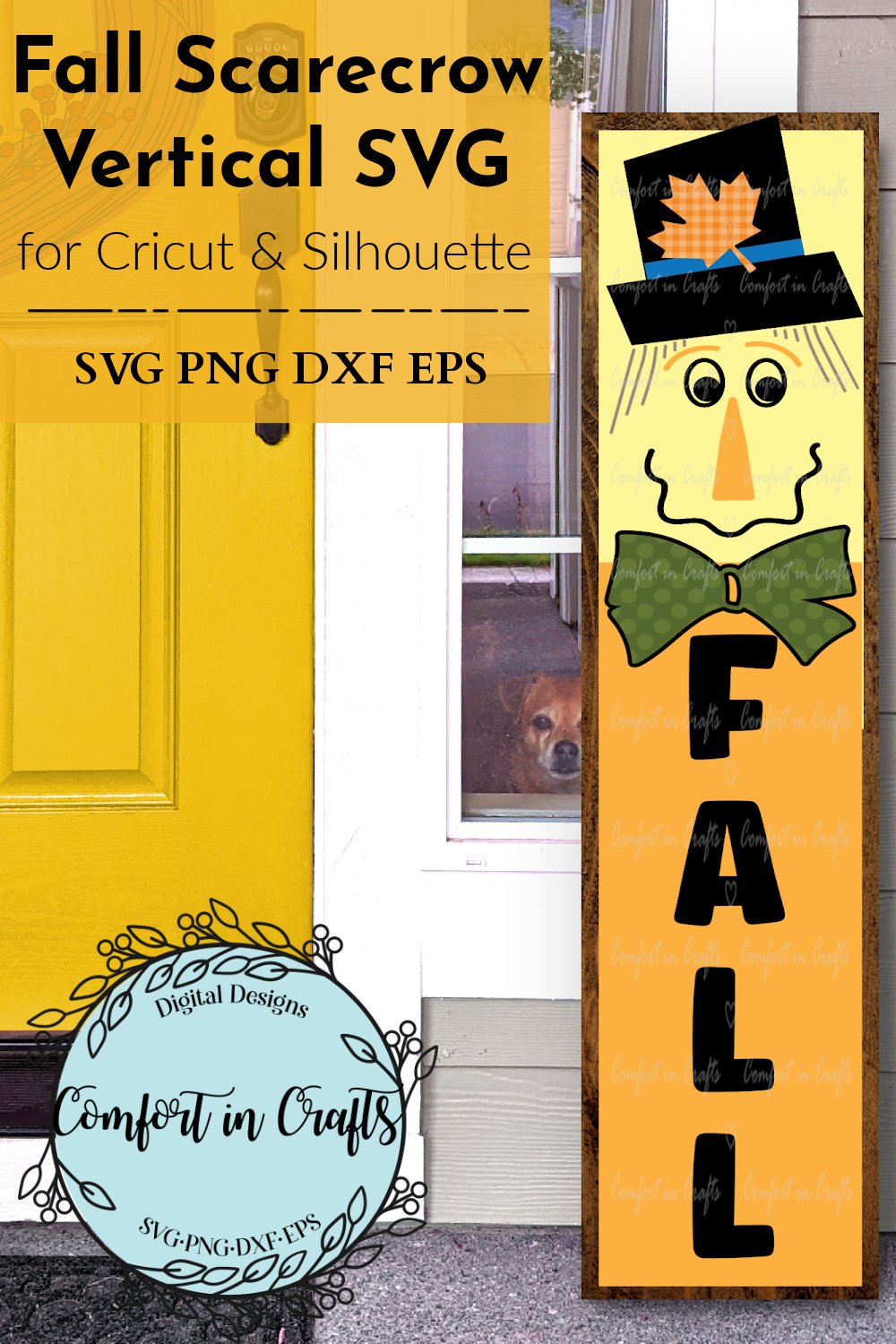 Fall Scarecrow Vertical Sign SVG and Sublimation