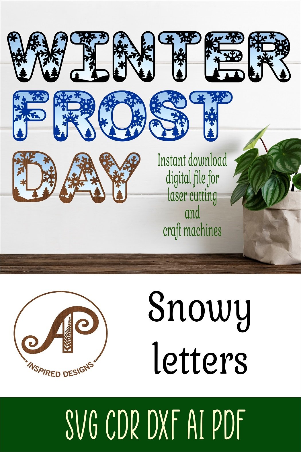 Snowflake letters alphabet set. 34 layered letters.