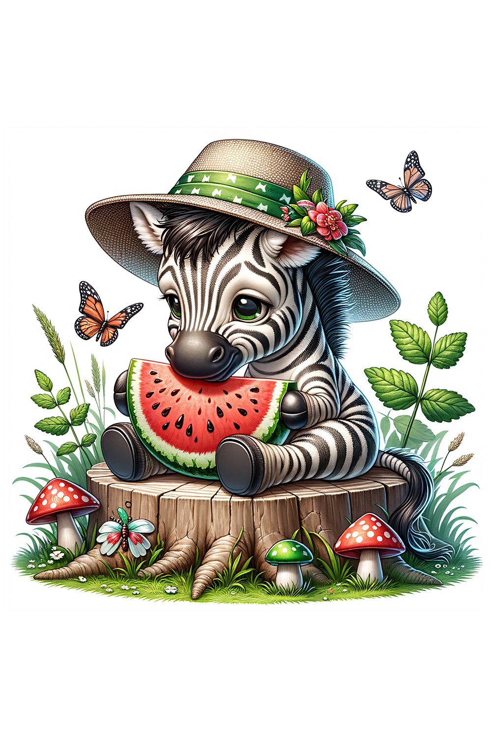 Zebra with Watermelon Summer JPG Sublimation Design